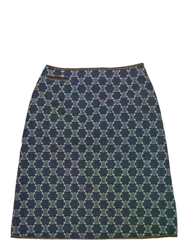 Celine Macadam Denim Midi Skirt - Blue