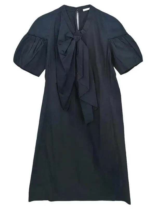 Miu Miu 1990-2000s Pussy-bow Puff-sleeve Midi Dress - Black
