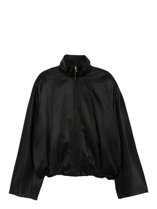 Carven Satin-finish Zip-up Jacket - Black