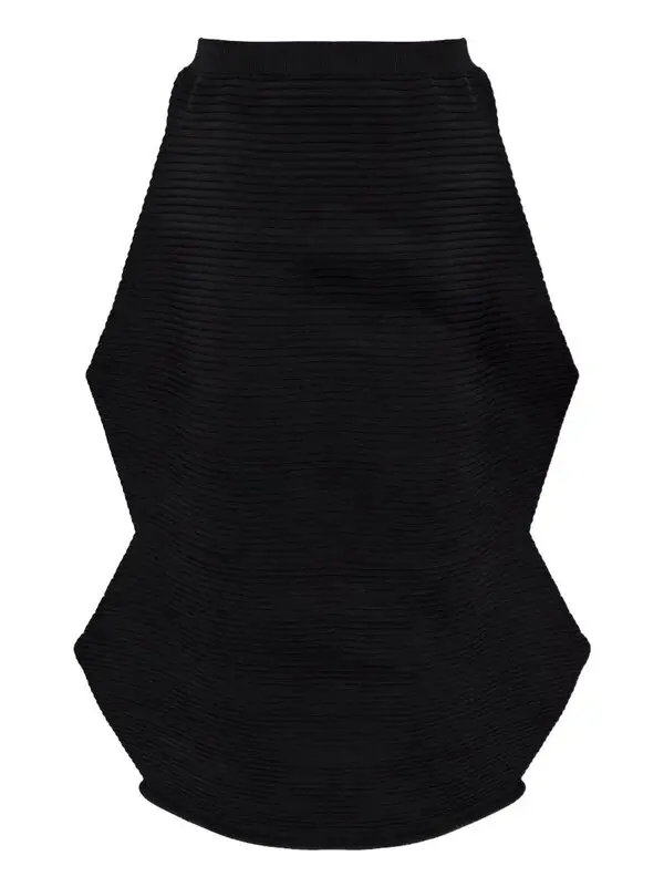 Issey Miyake Pleated Sculptural Maxi Skirt - Black