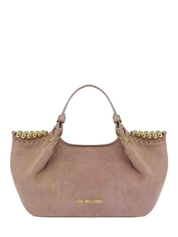 Moschino Bead-embellished Faux-suede Shoulder Bag - Neutrals