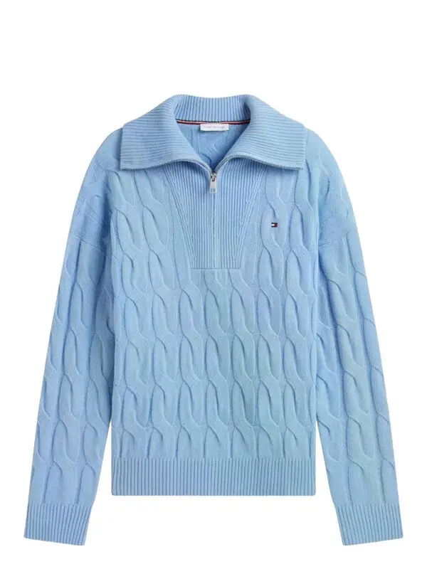 Tommy Hilfiger Cable-knit Quarter-zip Sweater - Blue