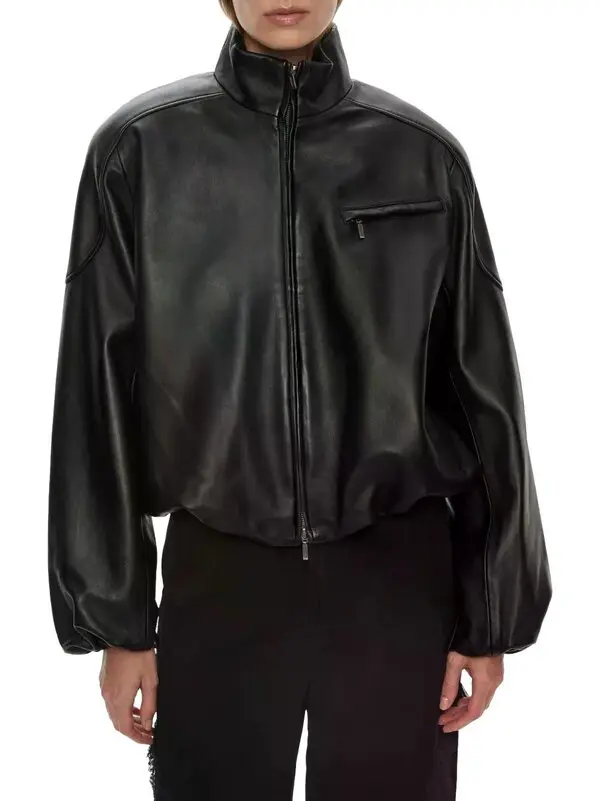 Christopher Esber Dannie Leather Bomber Jacket - Black
