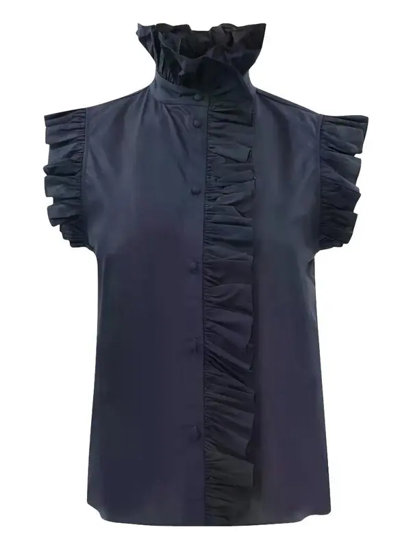 CHRISTY LYNN Marfa Ruffled Sleeveless Top - Blue