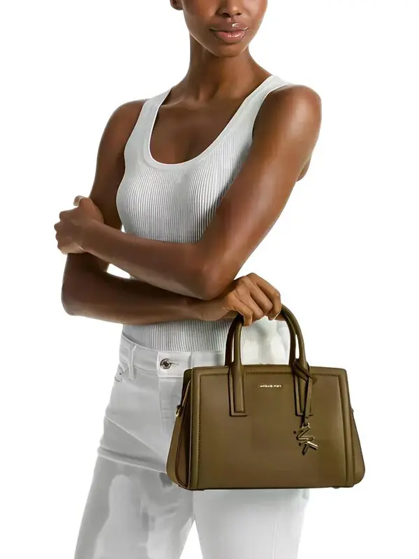 Michael Kors Laila Small Pebbled Leather Satchel - Green