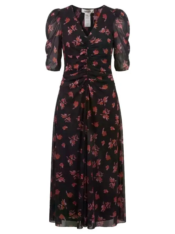 Diane Von Furstenberg Koren Floral-print Ruched Midi Dress - Black