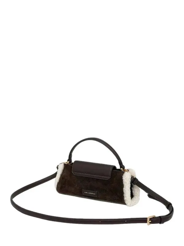 Karl Lagerfeld Shearling-trim Suede Shoulder Bag - Brown