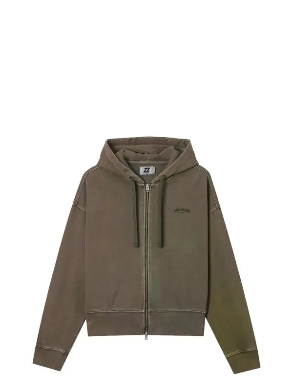 Izzue Logo-embroidered Zip-up Hoodie - Brown