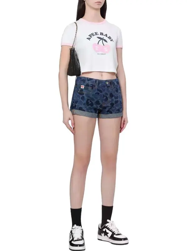 AAPE BY *A BATHING APE Heart-camo Denim Shorts - Blue