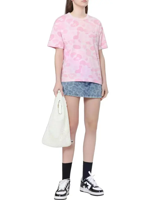 AAPE BY *A BATHING APE Camouflage-print Heart-patch T-shirt - Pink