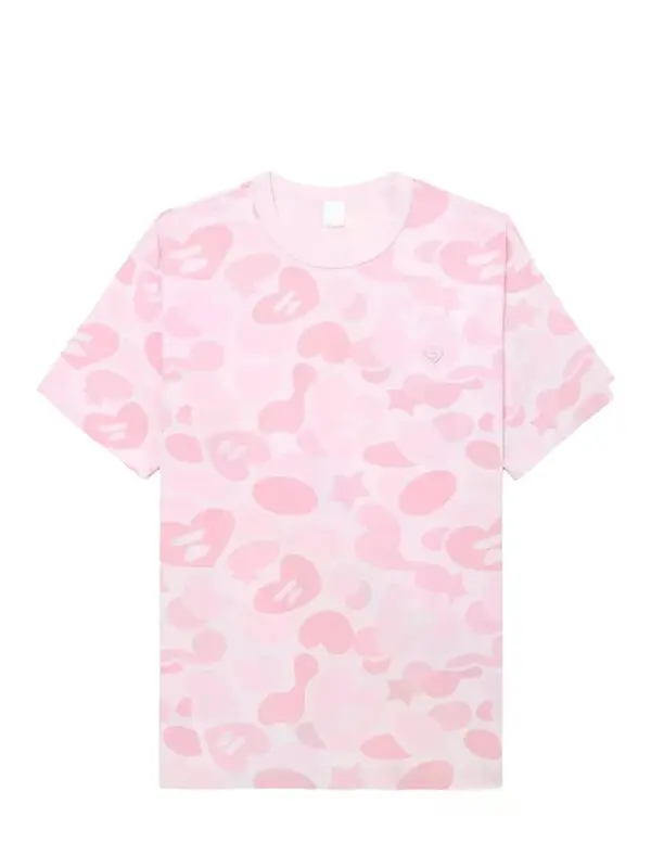 AAPE BY *A BATHING APE Camouflage-print Heart-patch T-shirt - Pink