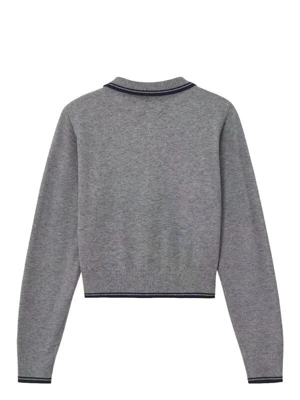 CHOCOOLATE Logo-patch Tipped Cardigan - Grey