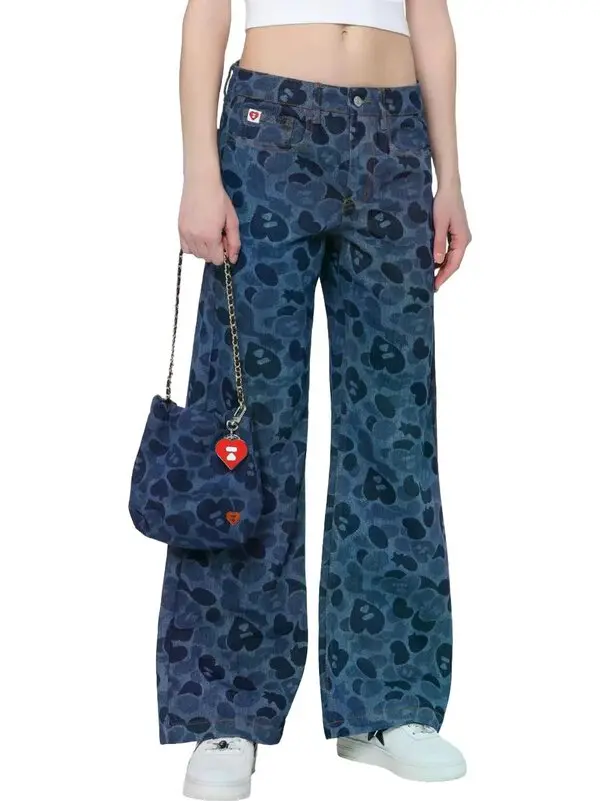 AAPE BY *A BATHING APE All-over Heart-pattern Jeans - Blue