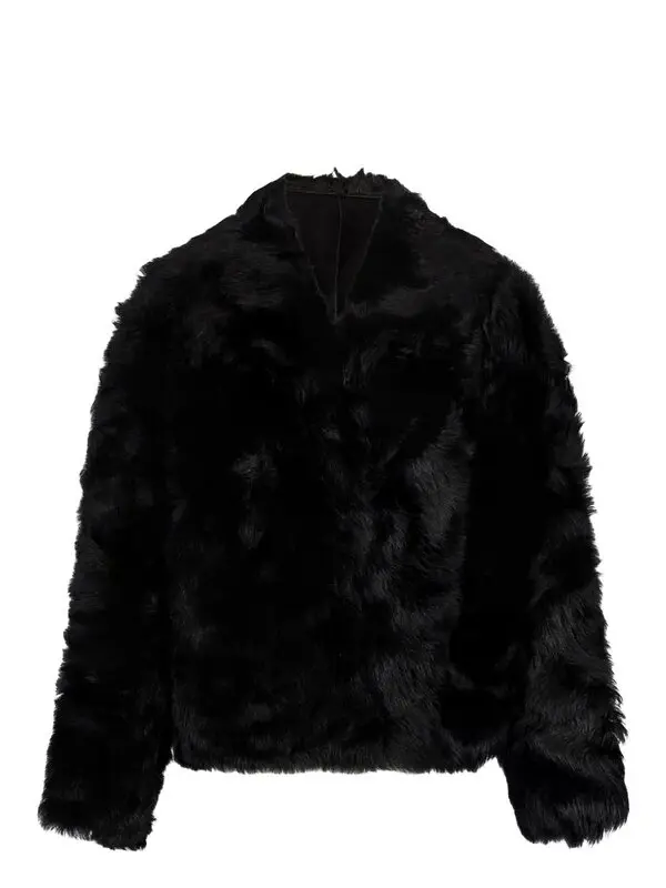 SALVATORE SANTORO V-neck Faux-fur Coat - Black