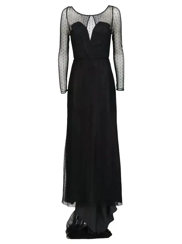 MARCO GABRIELLI ATELIER Polka-dot Sheer-panel Maxi Dress - Black