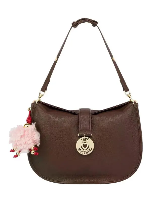 Moschino Logo-plaque Pompom-detail Shoulder Bag - Brown
