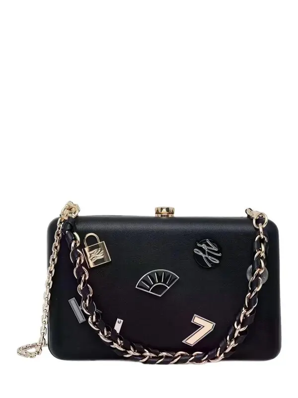 Karl Lagerfeld Charm-embellished Chain-link Clutch Bag - Black