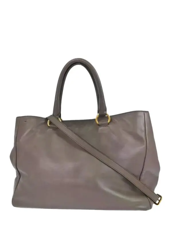 Prada Leather Tote Bag - Brown