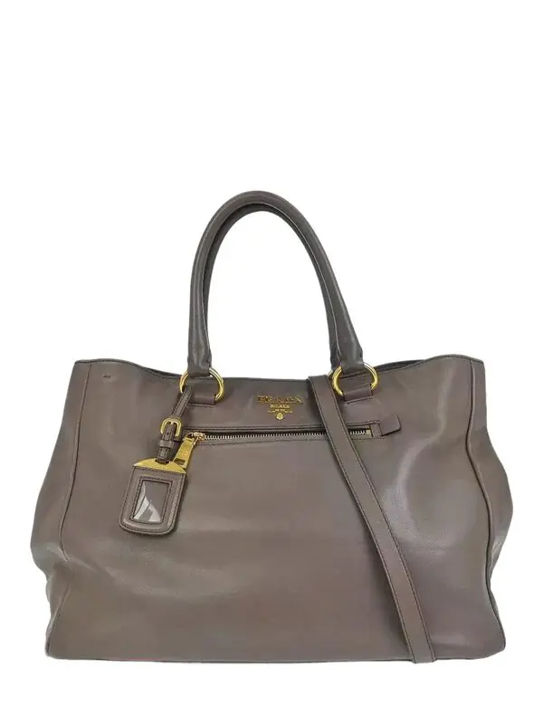 Prada Leather Tote Bag - Brown