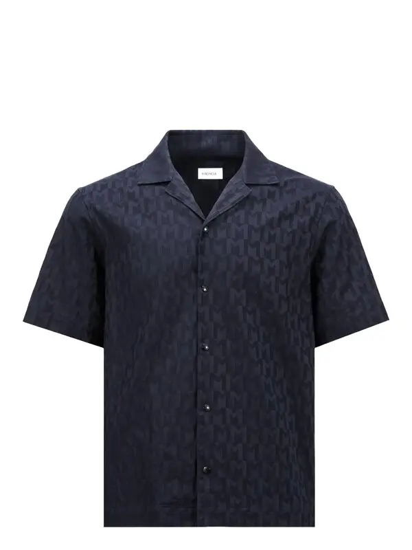 Moncler Monogram Jacquard Cotton Shirt - Dark Blue