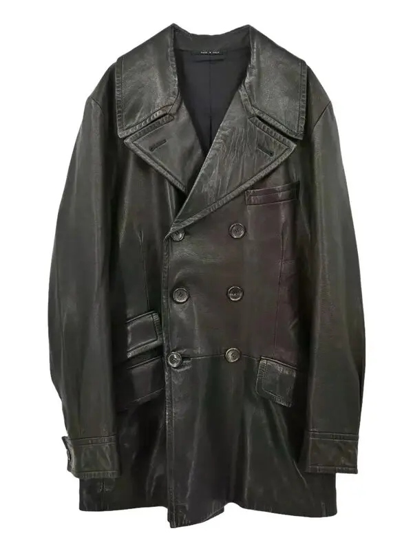 Gucci Double-breasted Leather Jacket - Black