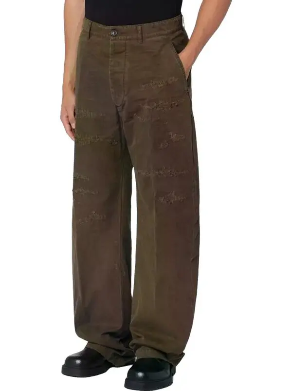 Dsquared2 Distressed-effect Wide-leg Trousers - Green