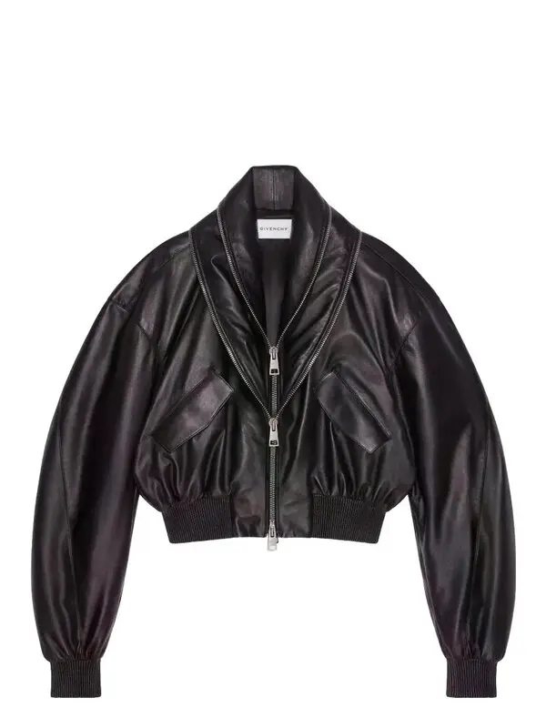 Givenchy Bomber With Zipped Shawl Collar In Leather - Black