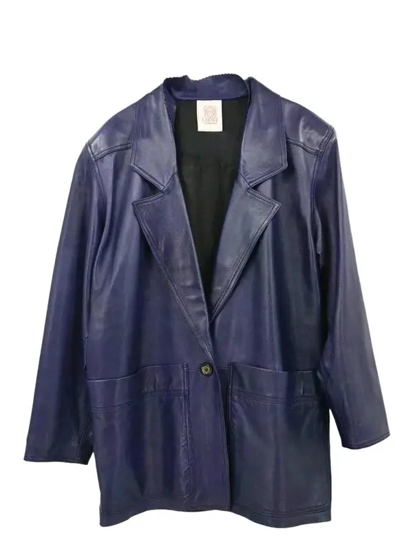 Loewe Single-breasted Leather Jacket - Blue
