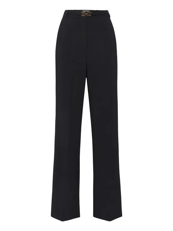 Elisabetta Franchi Satin Banded Crêpe Trousers - Black