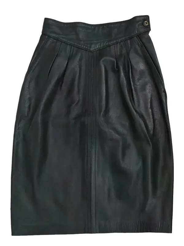 Loewe Pleated Leather Mini Skirt - Black