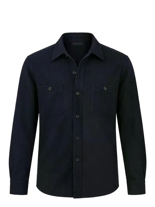 Hartford Percey Button-down Wool Shirt - Blue