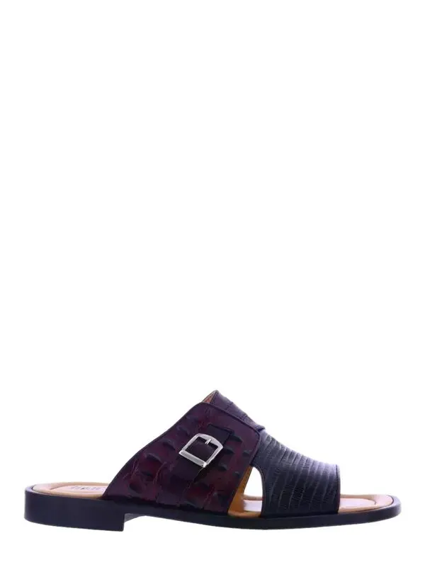 PARIS PUNK Croc-effect Buckled Sandals - Purple