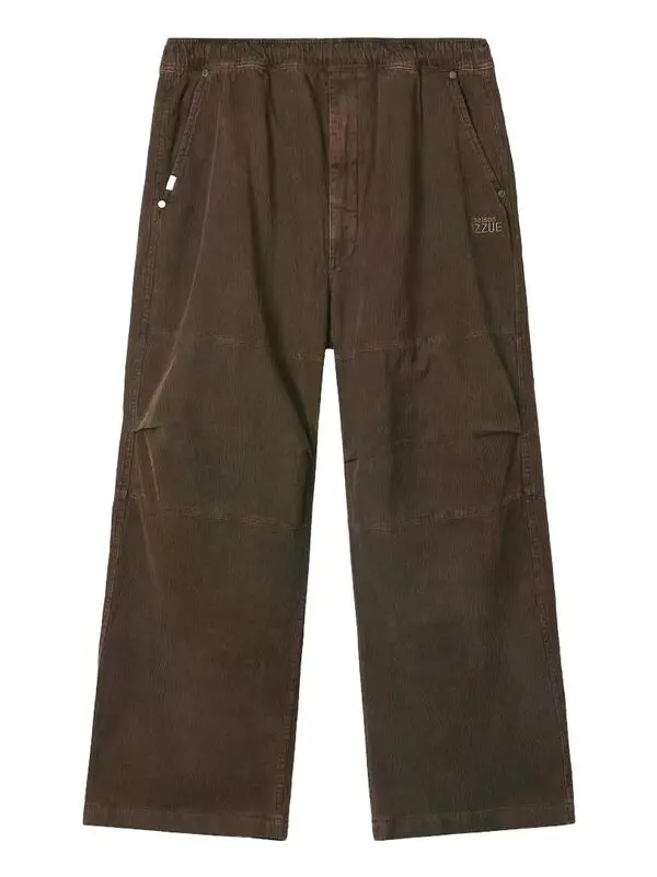 Izzue Corduroy Panelled Trousers - Brown