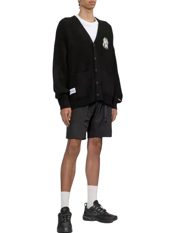 New Era Logo-patch Knit Cardigan - Black