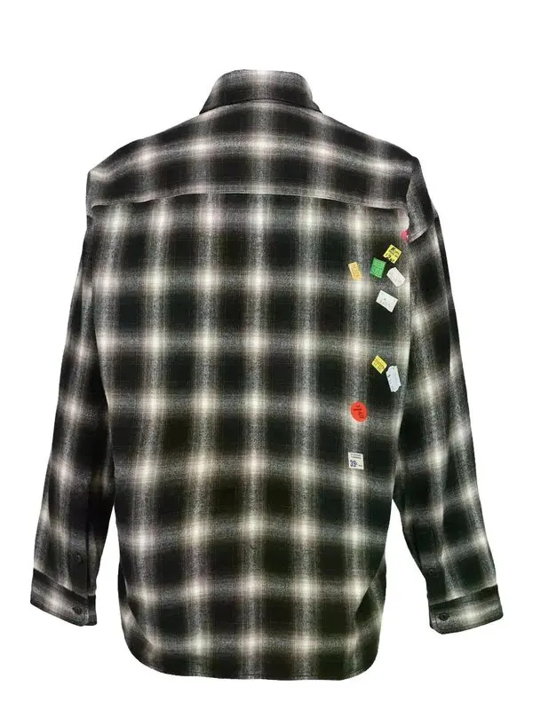 Mihara Yasuhiro Price-sticker Printed Check Shirt - Black