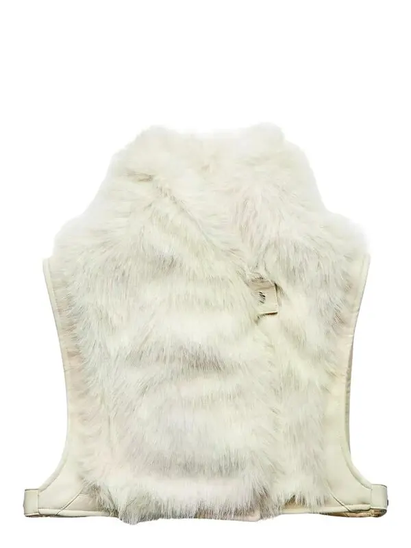 Patrizia Pepe Faux-fur High-neck Gilet - Neutrals