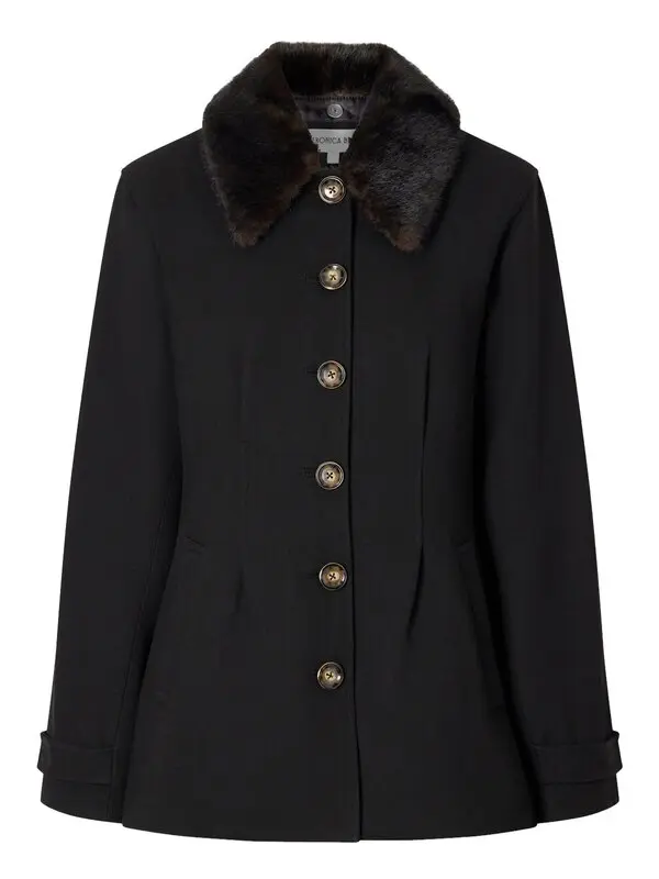 Veronica Beard Severine Dickey Plush-trimmed Crepe Jacket - Black