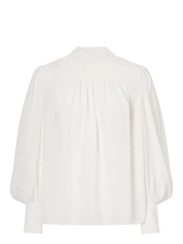 Veronica Beard Brooks Gathered Crepe De Chine Blouse - Neutrals