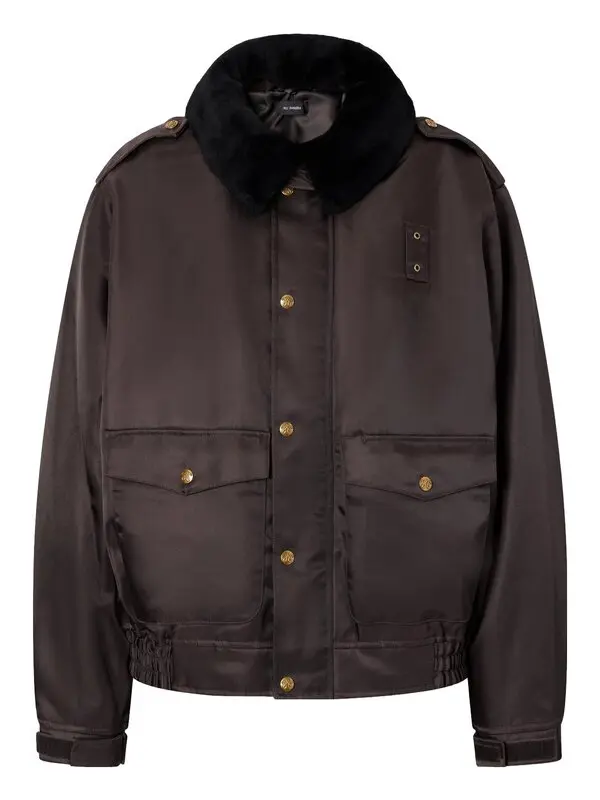 WILLY CHAVARRIA Uniform Plush-trimmed Twill Bomber Jacket - Brown
