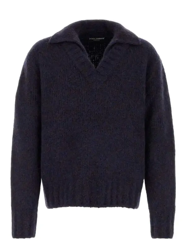 Dolce & Gabbana Dolce Gabbana V-neck Knitted Jumper - Gray