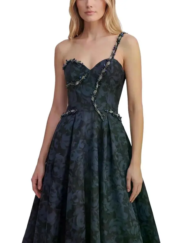 MARCO GABRIELLI ATELIER Beaded Floral-jacquard Maxi Dress - Black