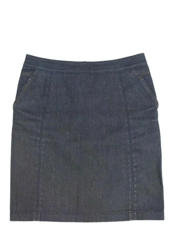 Celine 1990-2000s Triomphe Embroidered Denim Skirt - Blue