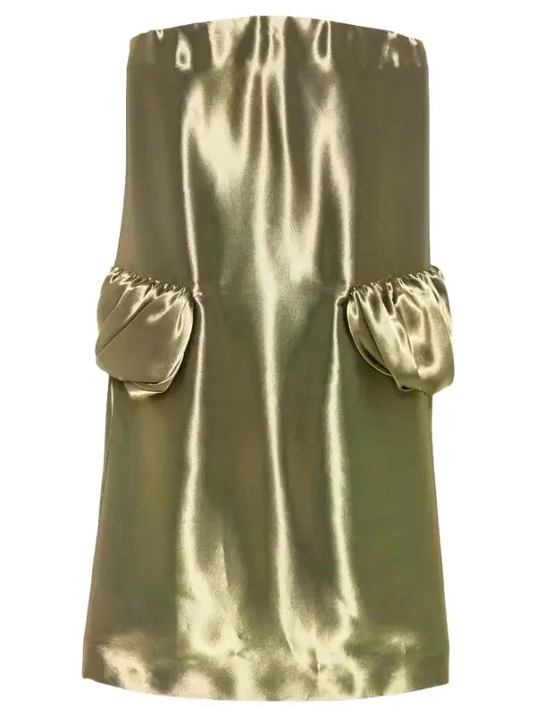 FERRAGAMO Strapless Draped-detail Midi Dress - Gold