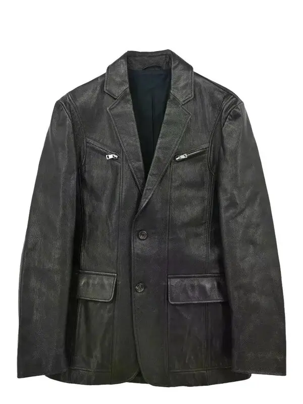 Gucci Single-breasted Leather Blazer - Black