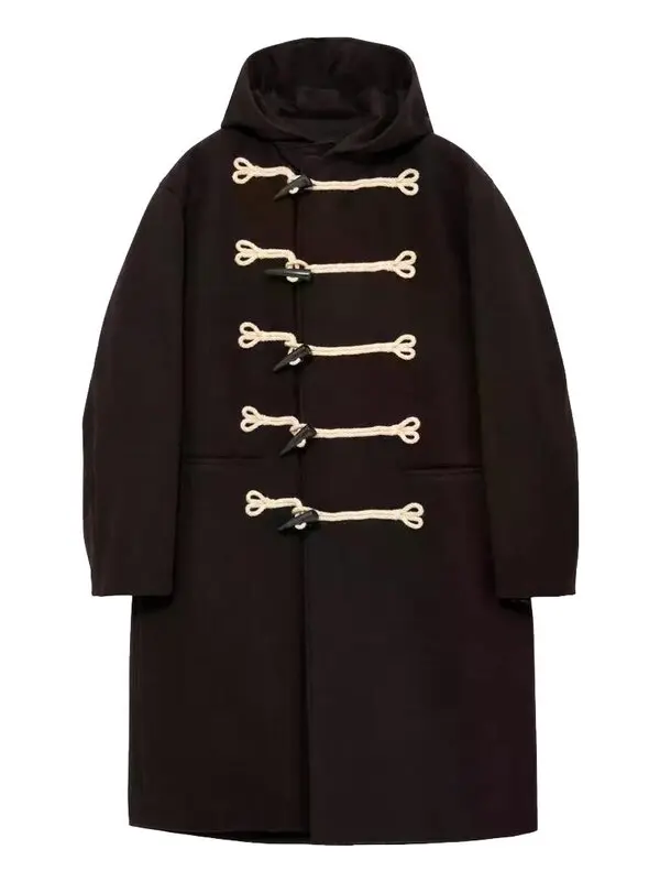 Yohji Yamamoto Toggle-fastening Hooded Coat - Brown
