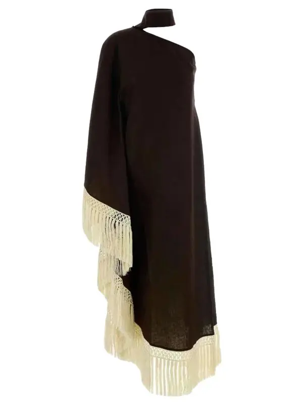 TALLER MARMO Andres Fringe-trimmed Asymmetric Dress - Brown