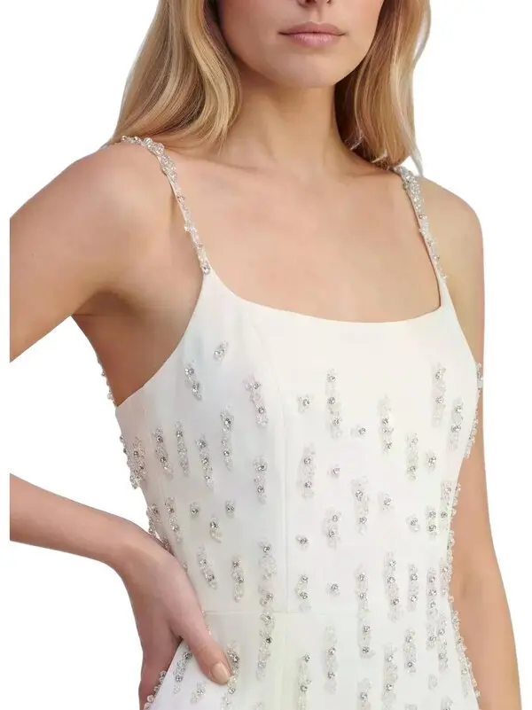 MARCO GABRIELLI ATELIER Beaded Spaghetti-strap Mini Dress - White
