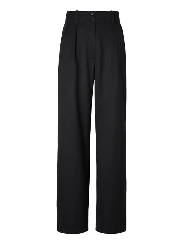 SKALL STUDIO Painter Pleated Wool-twill Wide-leg Pants - Black
