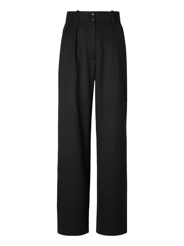 SKALL STUDIO Painter Pleated Wool-twill Wide-leg Pants - Black
