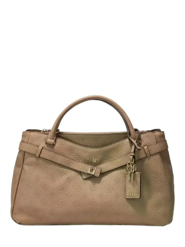 Guess Ella Logo-debossed Satchel Bag - Neutrals